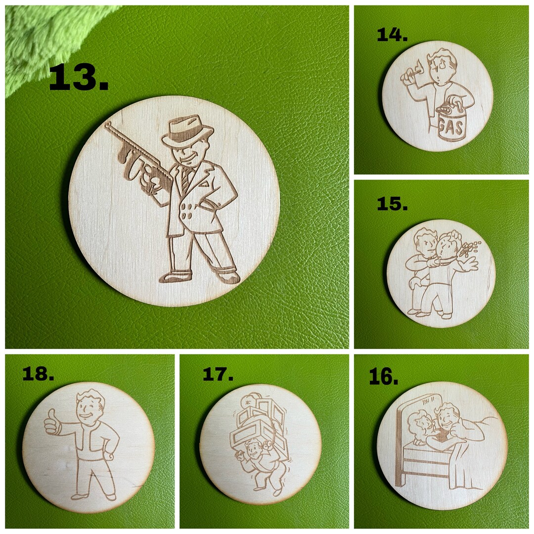 FALLOUT COASTERS SET 8pcs., Custom Wooden Coaster Set, Drink Coaster ...