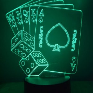 Poker Cards Game Room Decor LED Lamp, Color Changing Poker Room Sign ...