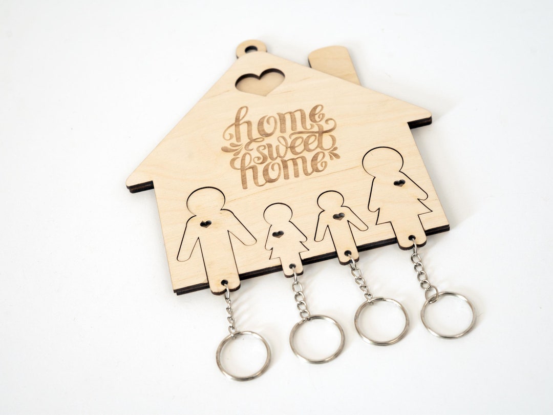 Family Key Holders - Wall Keychain Set With Kids and Parents, Eco ...