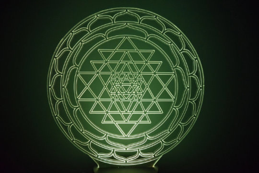 Sri Yantra Bedside LED Lamp, Color Changing Mandala Art, Spiritual ...
