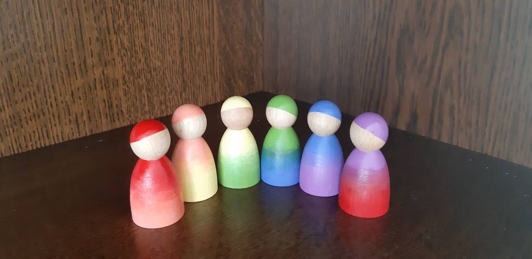 Rainbow Peg Dolls - Etsy