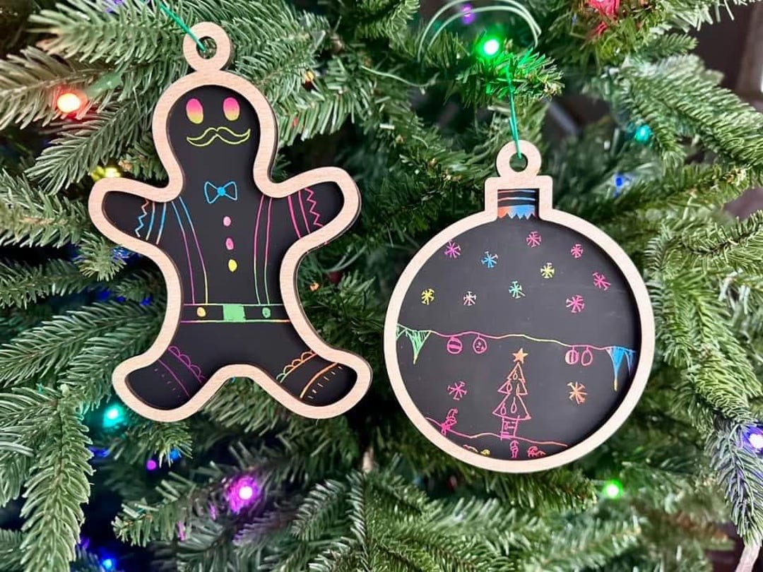 DIY Kids Craft Scratch Art Ornament Laser Engraved - Etsy