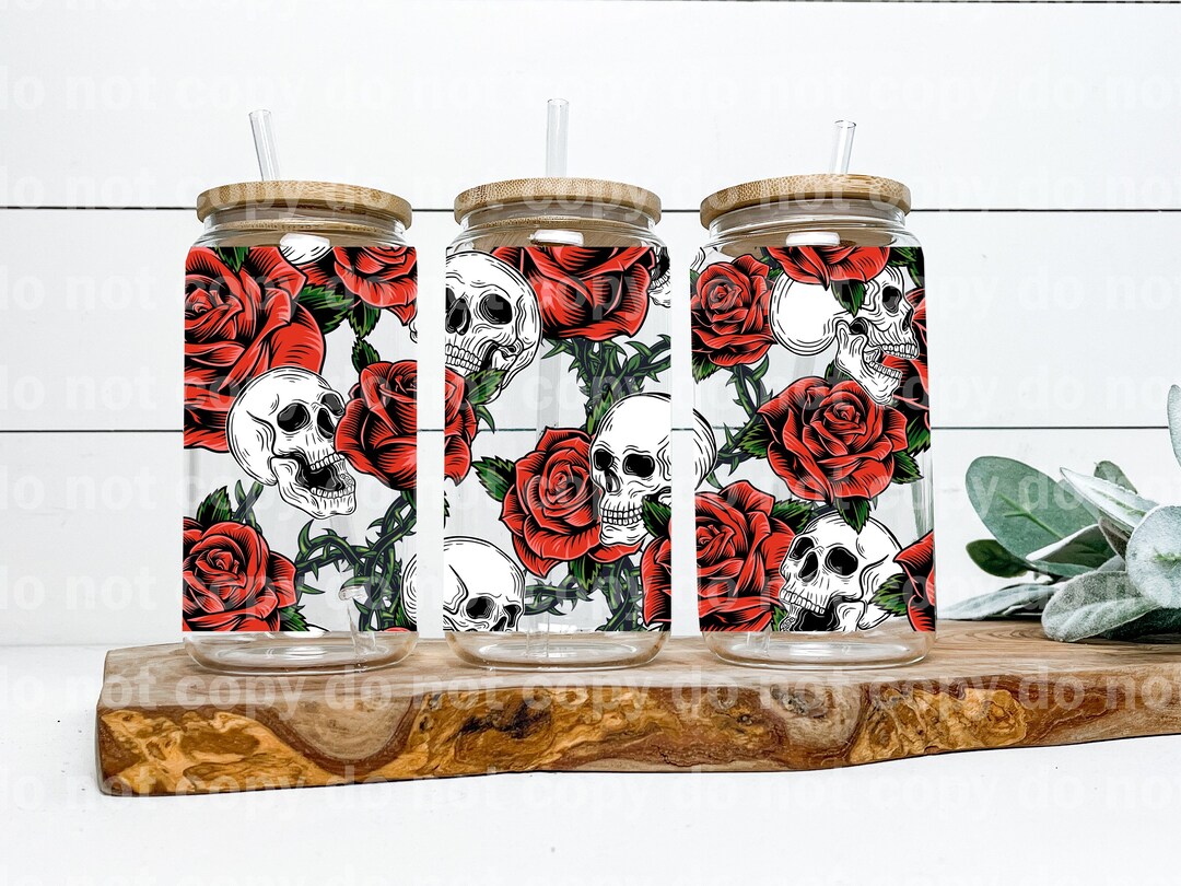 Skull and Roses 16oz Cup Wrap Decal Only - Etsy