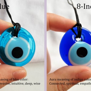 Evil Eye Necklace, Glass Colorful Pendant, Yellow, Green, Orange, Red ...