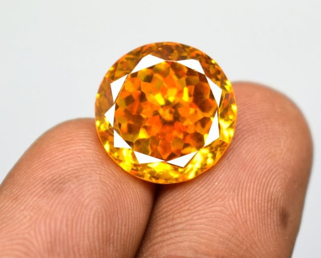 Natural Imperial Topaz Gemstone: 32.45 Ct Round Cut, Brazil Origin (CGI ...