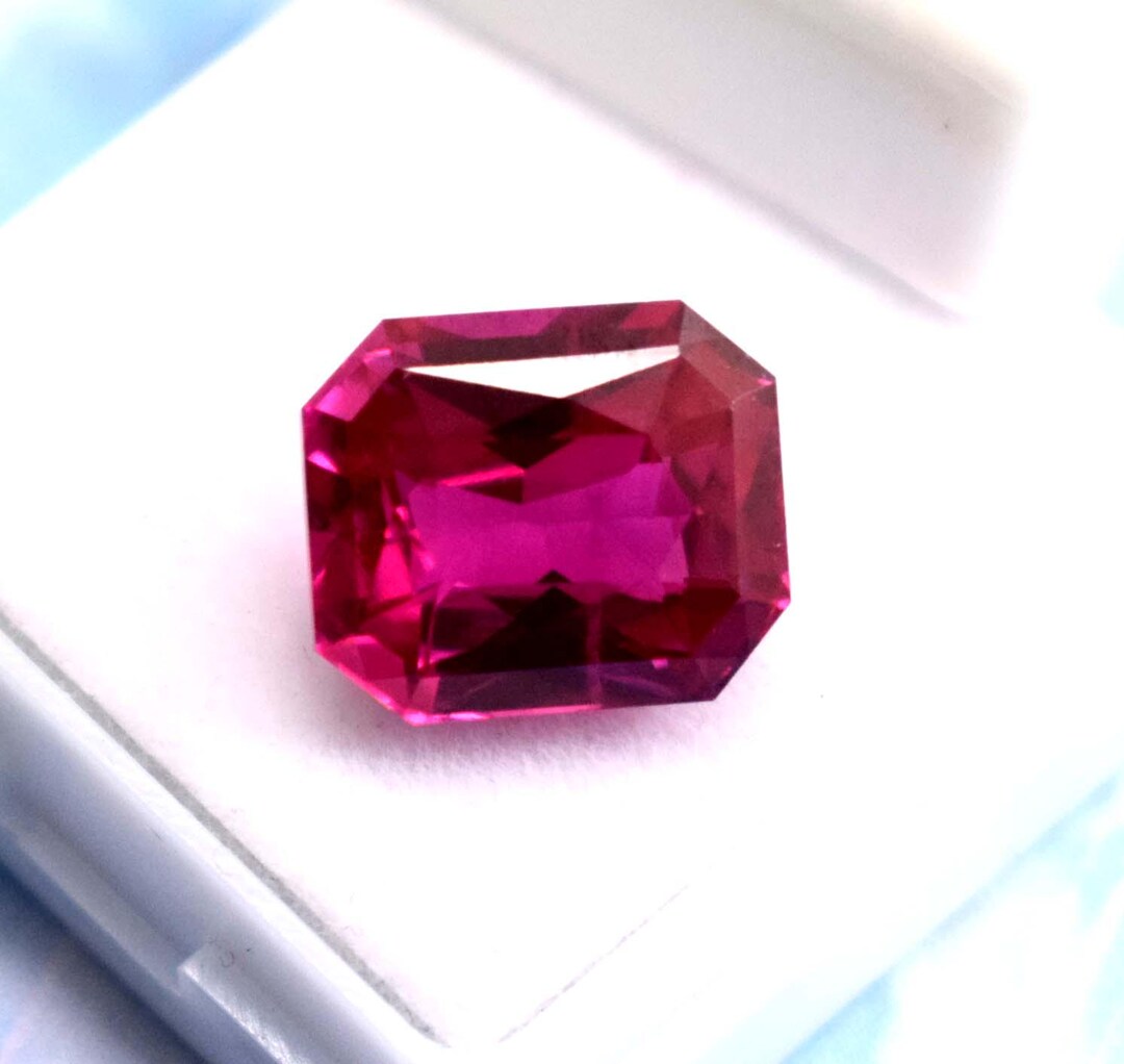 Burmese Ruby Ring, Emerald Cut 10 Carat, 925 Silver Band - Etsy