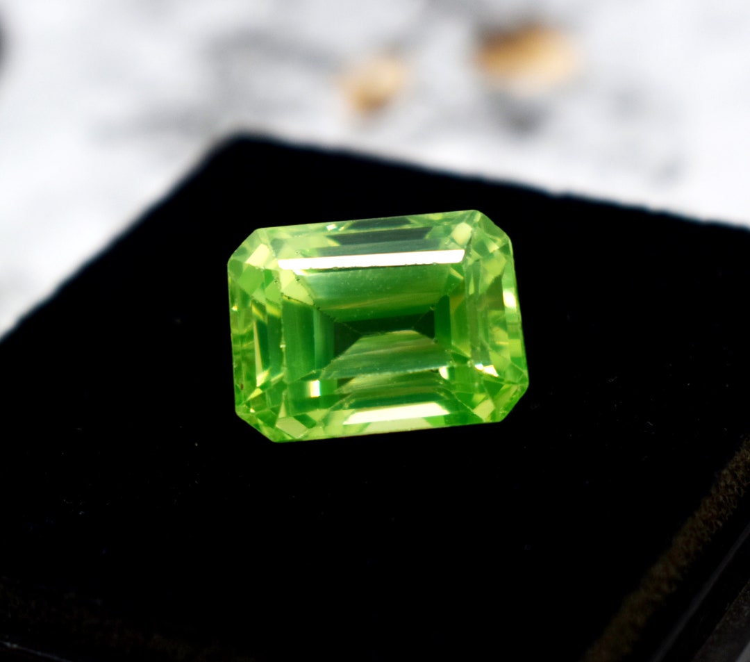 13ct Emerald Cut Green Peridot: Natural Myanmar Gemstone - Etsy