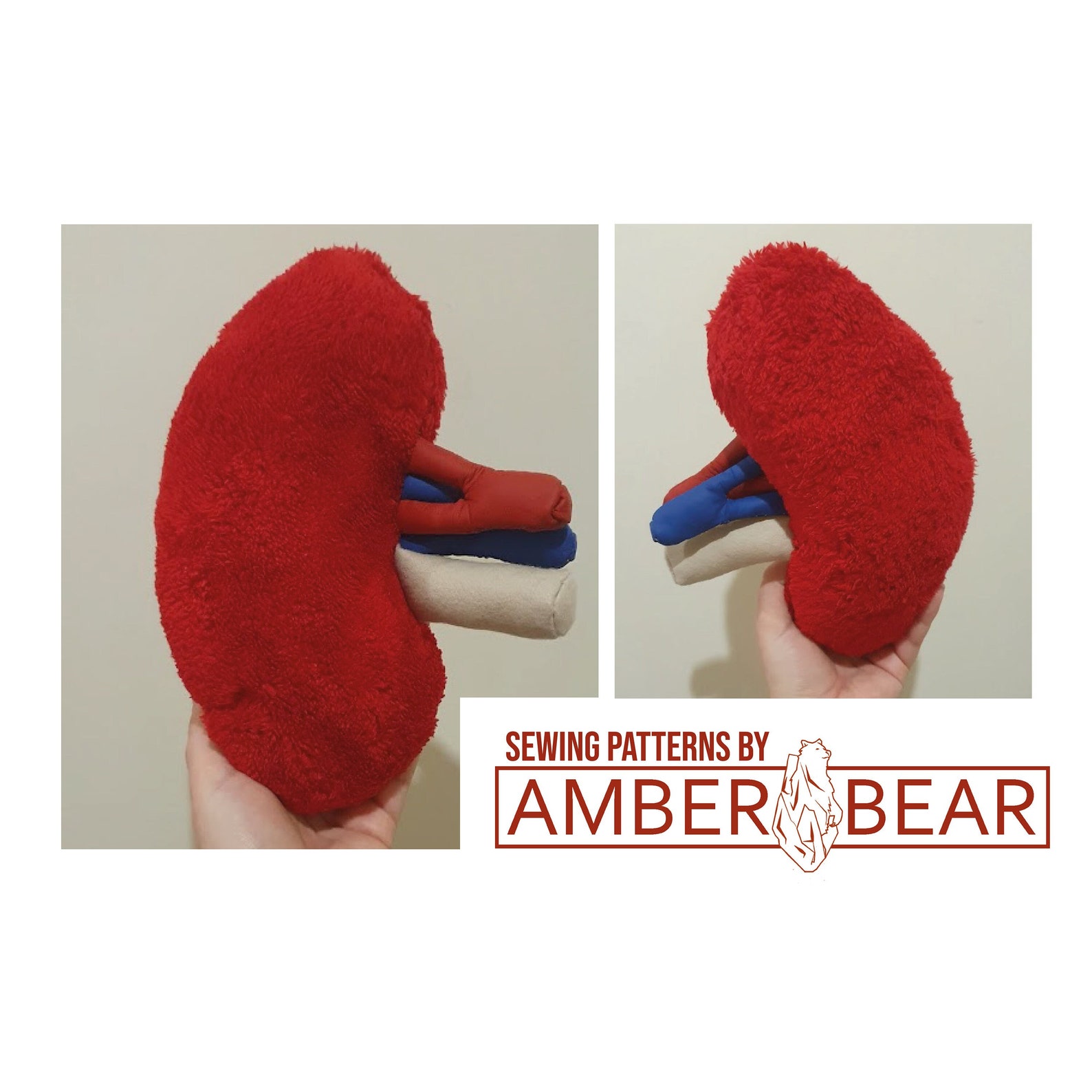 Kidney Sewing Pattern PDF Digital Download ONLY Tutorial DIY Stuffed ...