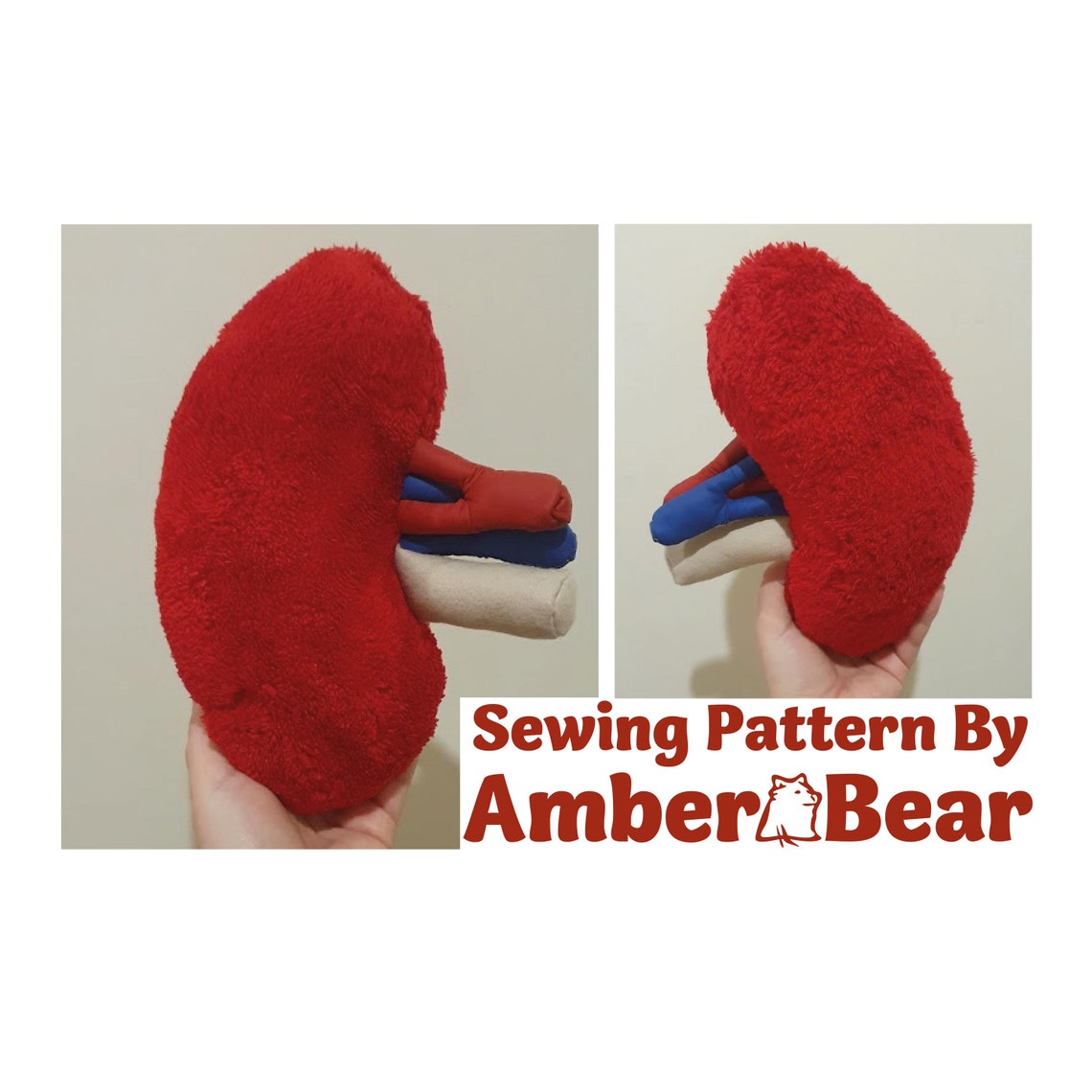 Kidney Sewing Pattern PDF Digital Download ONLY Tutorial DIY Stuffed ...