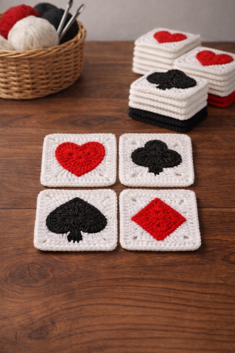 Playing Card Suits Granny Square Crochet Pattern Bundle – 4 Motifs PDF ...