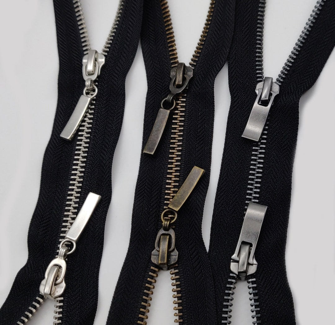 2 Way Metal Zip Size #5 OPEN END Silver Black Nickel Antique Brass ...