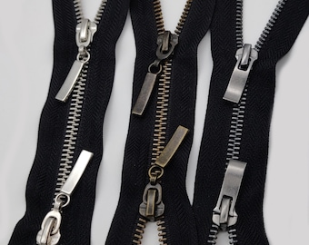 2 Way Metal Zip Size 5 OPEN END Silver Black Nickel Antique - Etsy UK