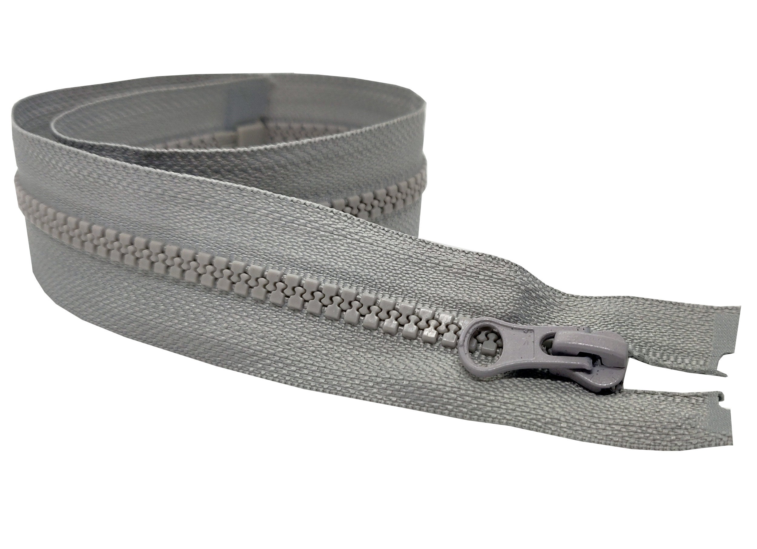 LIGHT GREY Chunky Zip Size #5 Open End Fastener 30 - 85cm Single Slider ...