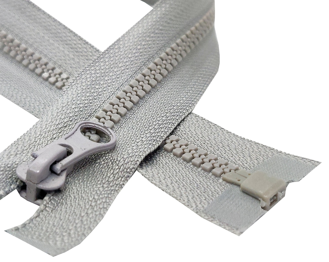 LIGHT GREY Chunky Zip Size #5 Open End Fastener 30 - 85cm Single Slider ...