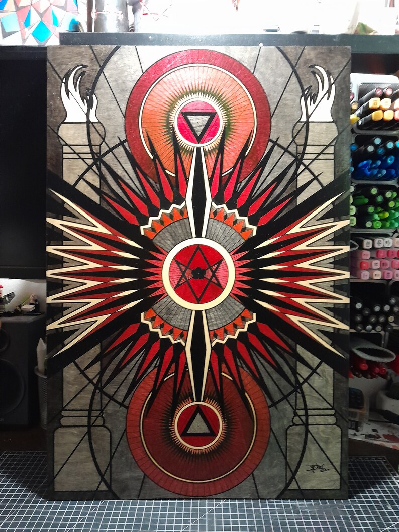 Original Painting, Thelema, Unicursal Hexagram, Occult Art, Aleister ...