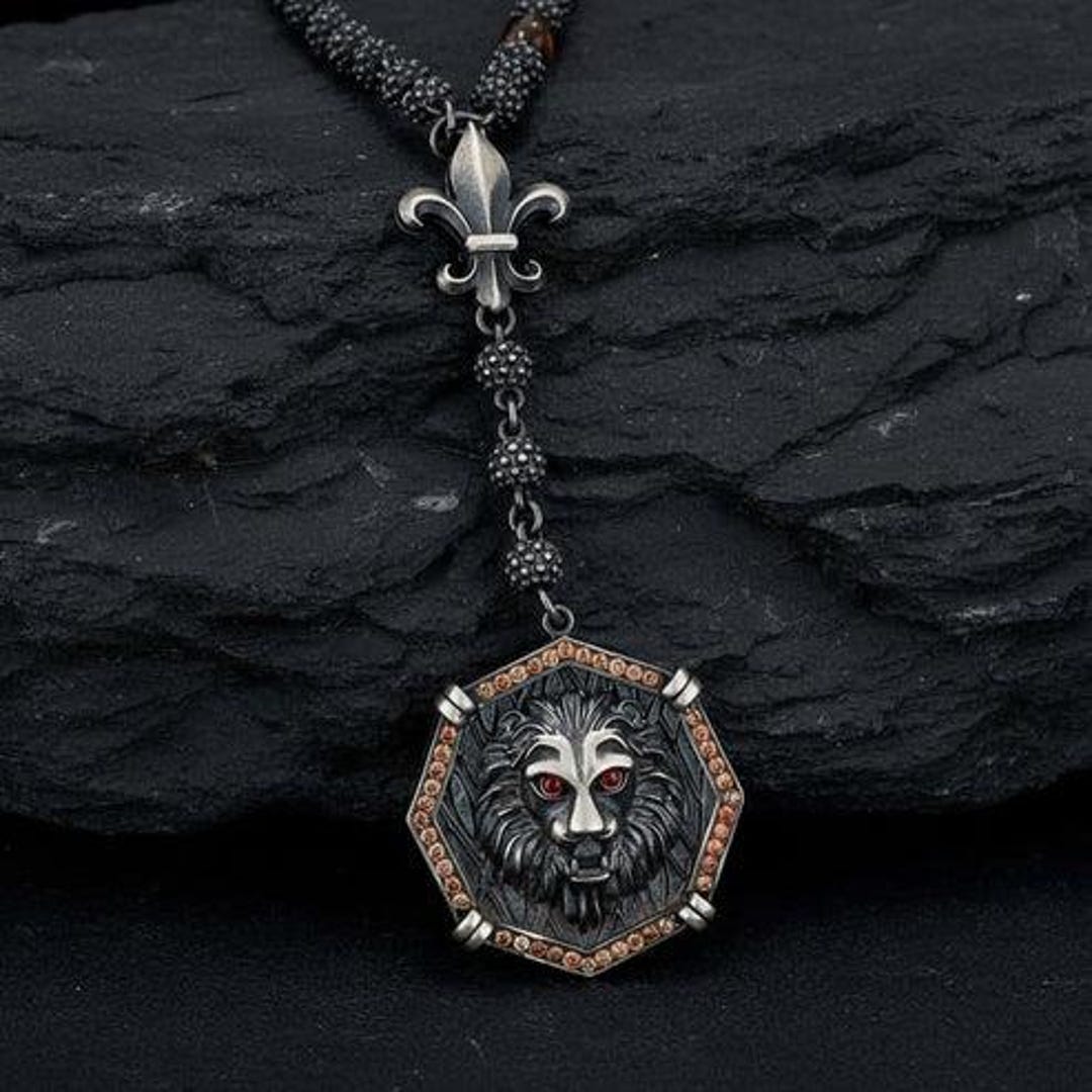 Chain With Lion Pendant,natural Tiger Eye Beaded Chain Necklace for Men ...