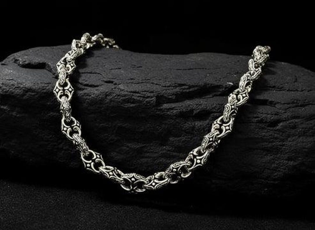 Unique Link Chain for Men,antique Oxidized Silver Chain,925 Silver ...