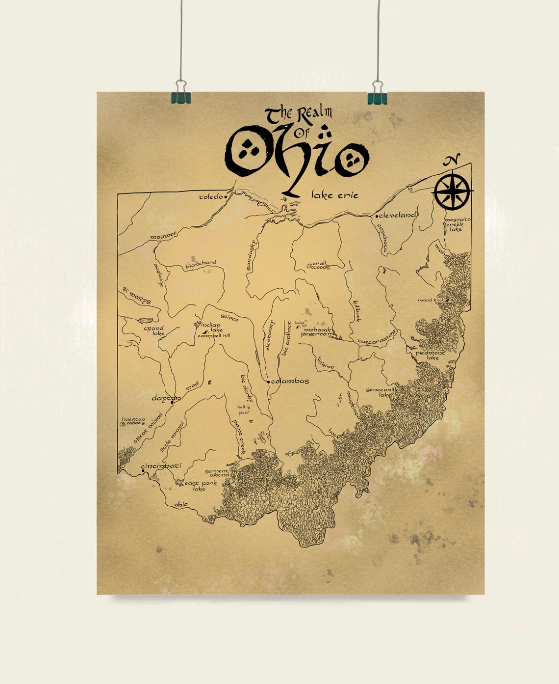 Ohio LOTR Style Map | Digital Download - Etsy