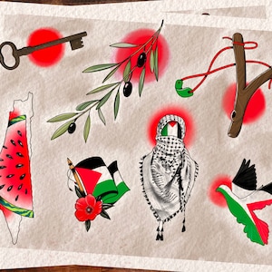 Palestine Tattoo Flash Sheet - Etsy
