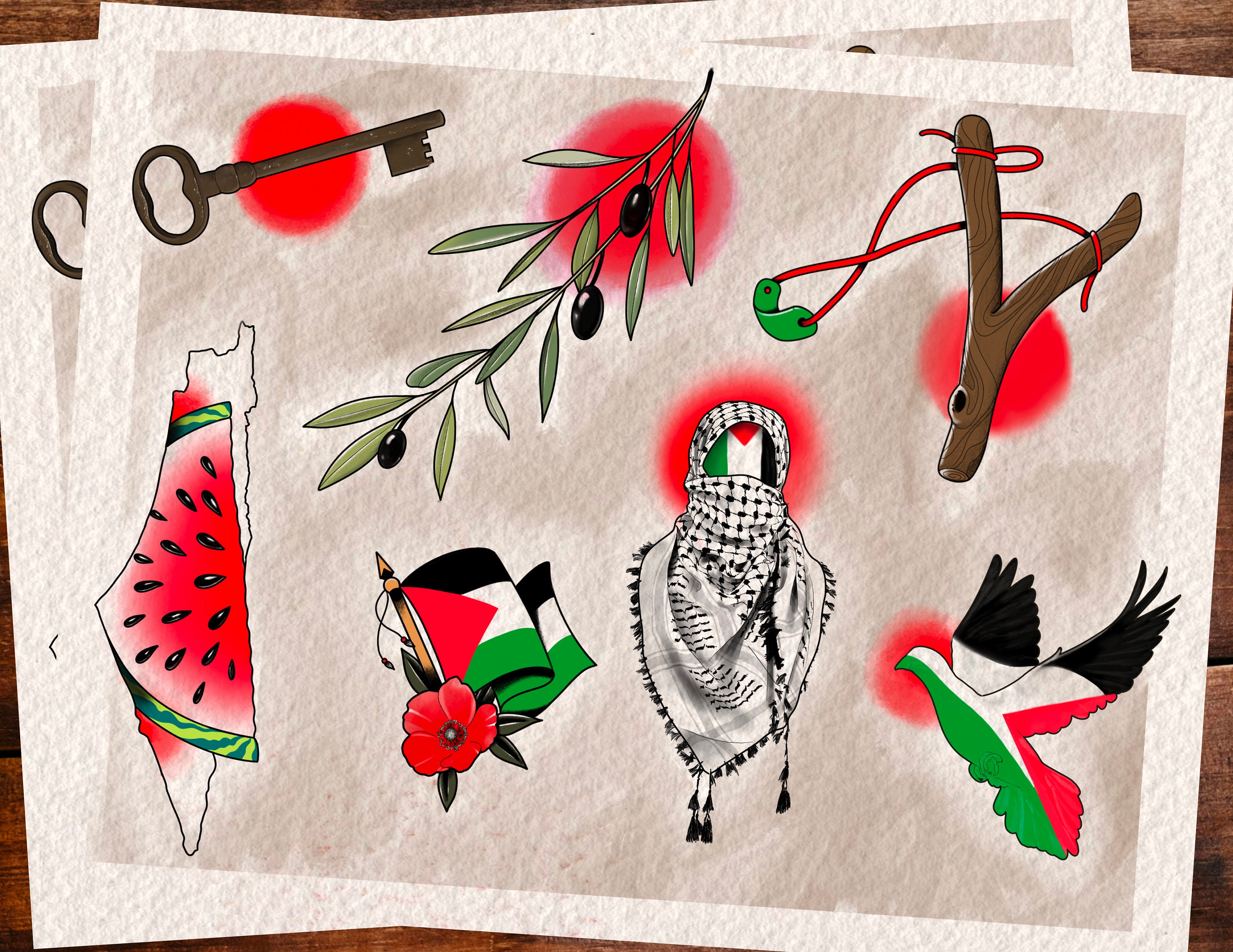 palestine-tattoo-flash-sheet-etsy