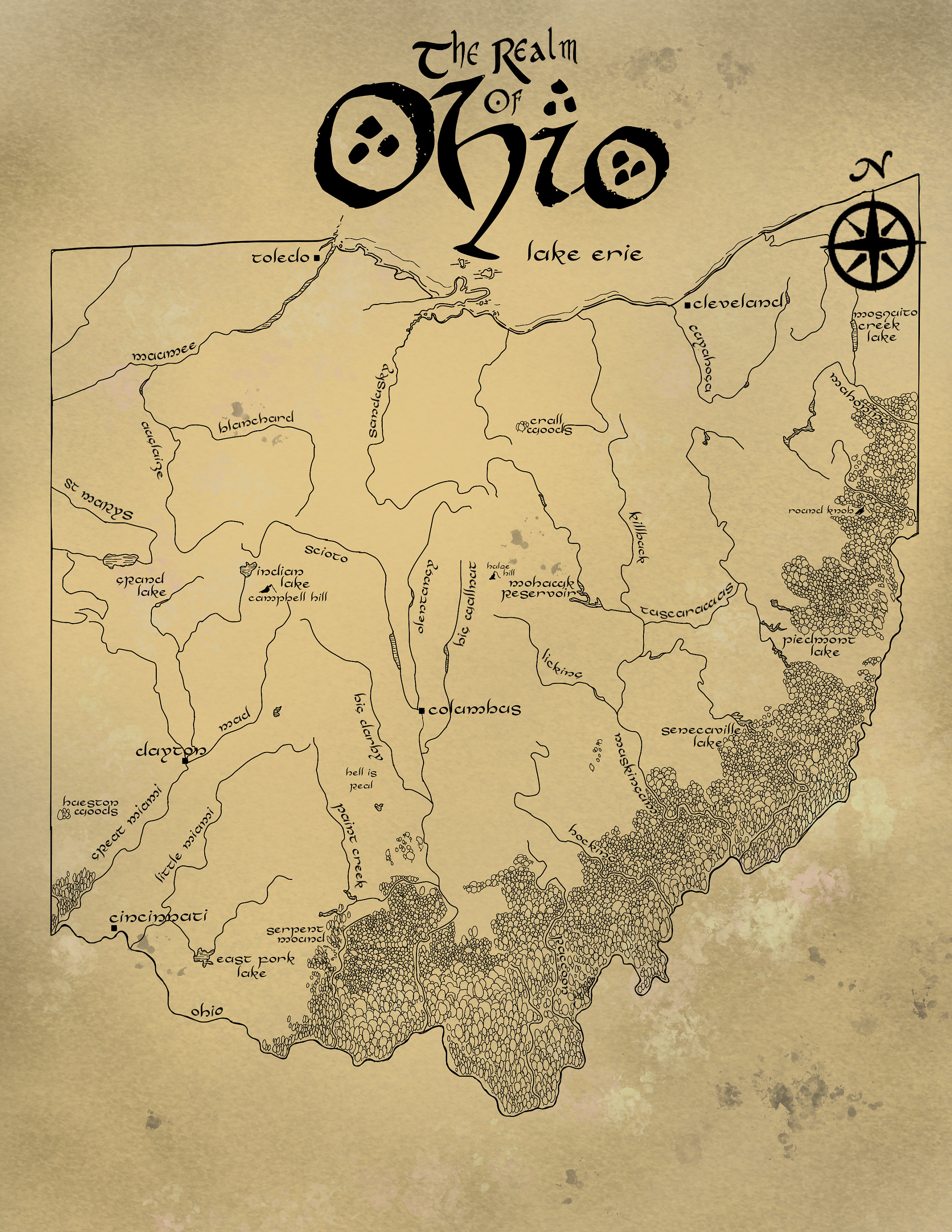 Ohio LOTR Style Map | Digital Download - Etsy