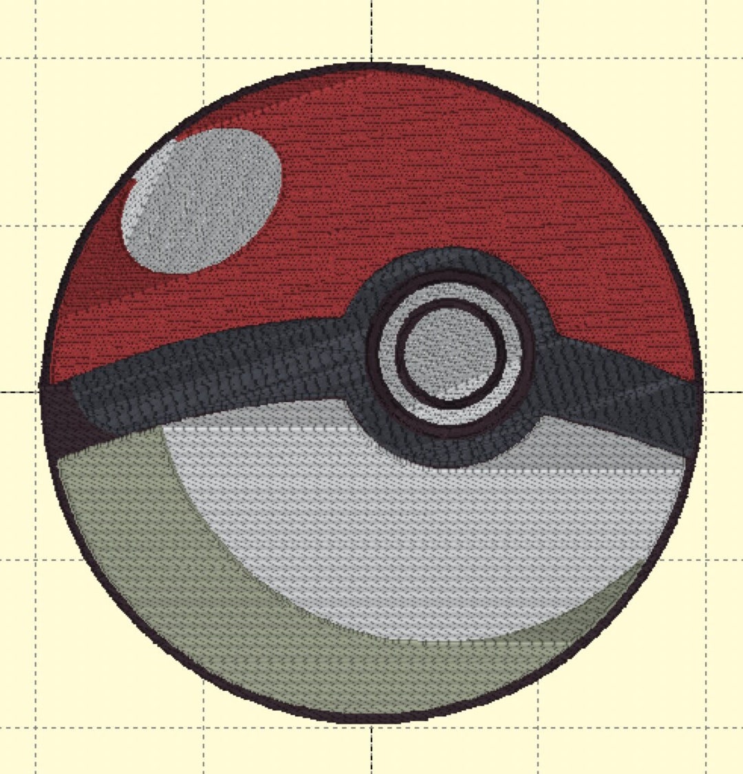 Pokeball Digitized Embroidery File 4x4, 8x8, 5x7 bmp,dst,pes,jef,hus ...