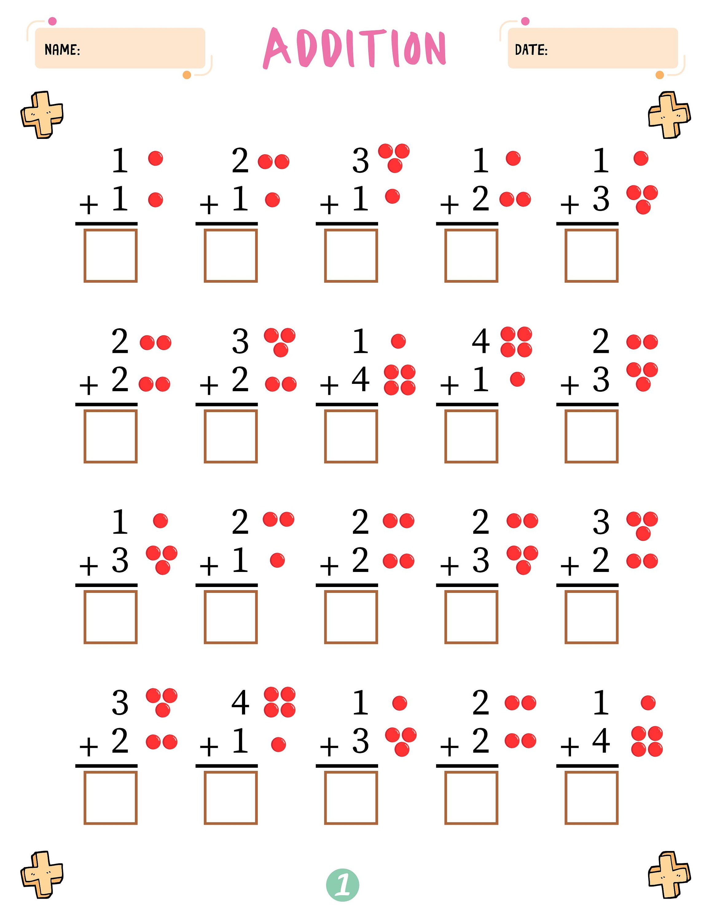 Preschool 15 Addition and Subtraction Worksheets 5 Addition Pages 5 ...