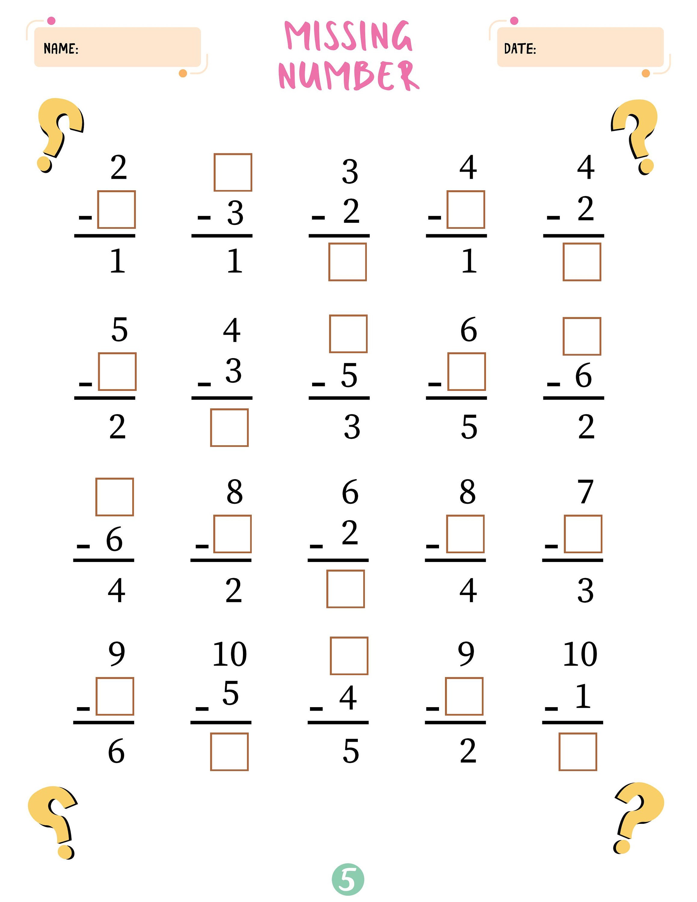 Preschool 15 Addition and Subtraction Worksheets 5 Addition Pages 5 ...