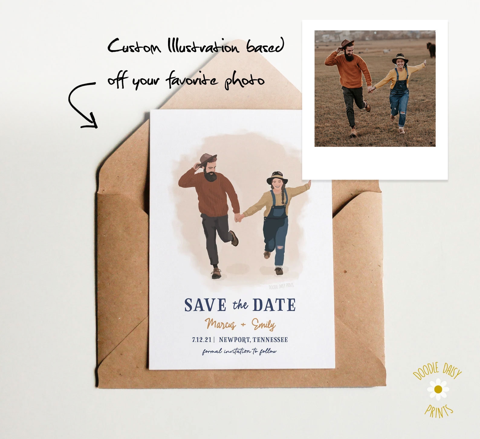 Custom Illustration Save the Date Minimalist Invite With - Etsy