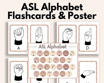 ASL Alphabet Printable, American Sign Language Alphabet ASL Flashcards ...