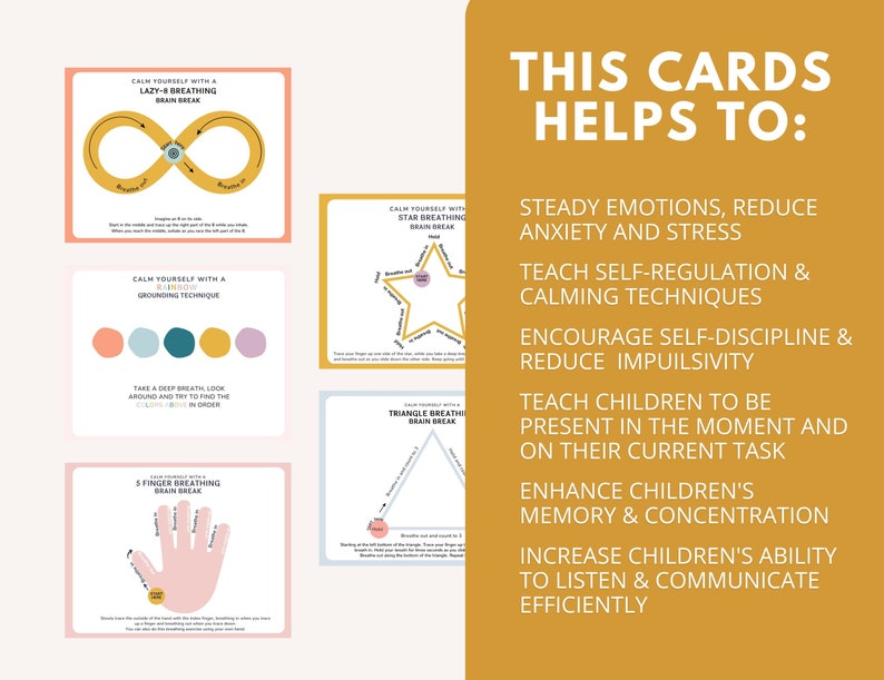 Mindfulness Breathing Exercises Activities for Kids Breathing - Etsy