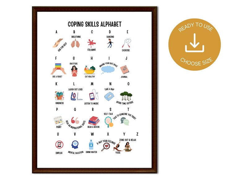 Coping Skills Alphabet Poster for Kids | Printable Calming Techniques ...