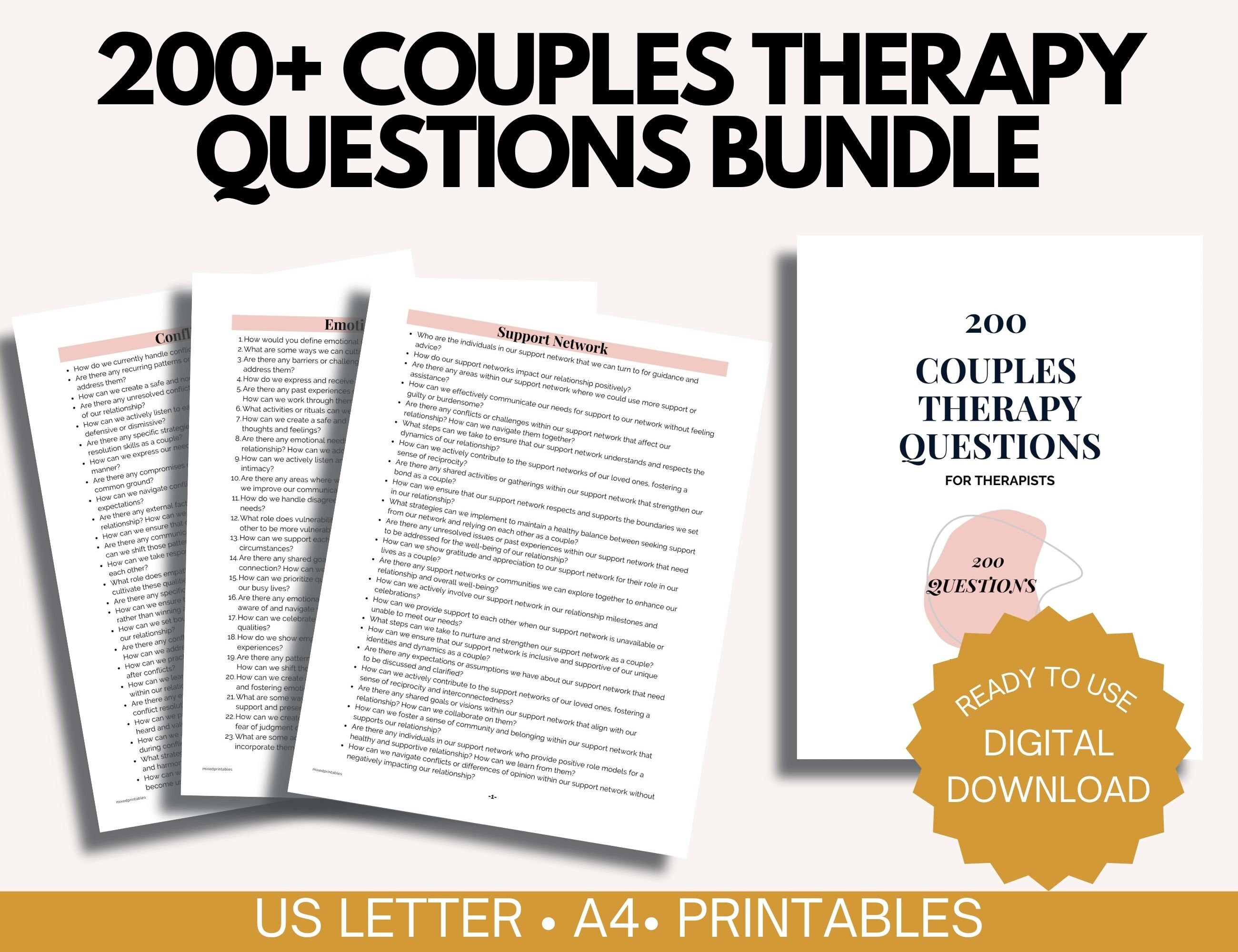Couples Therapy Questions, Marriage Counseling Session Questions ...