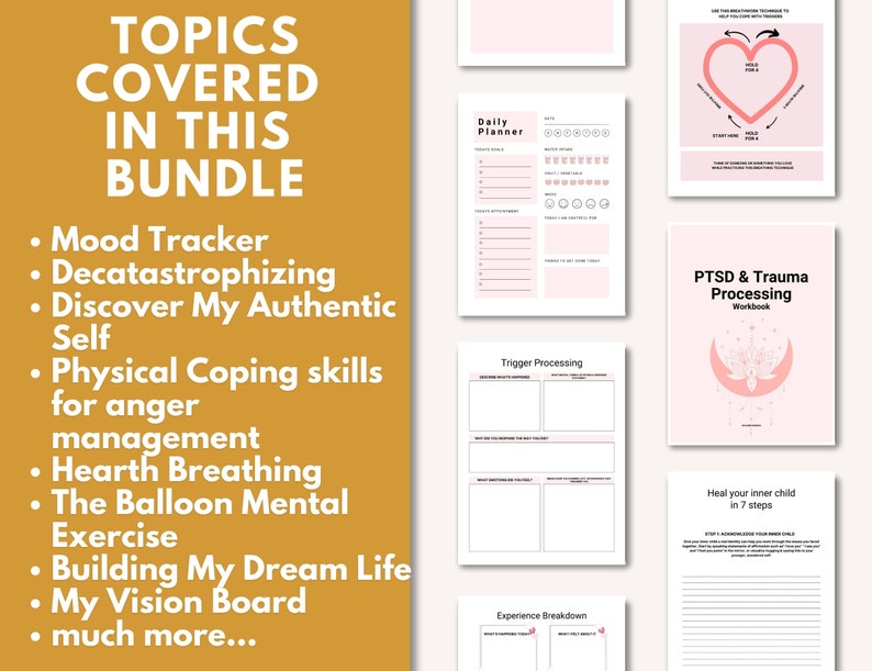 Trauma Worksheets Adult MEGA Bundle, PTSD Workbook, CBT for Teens ...