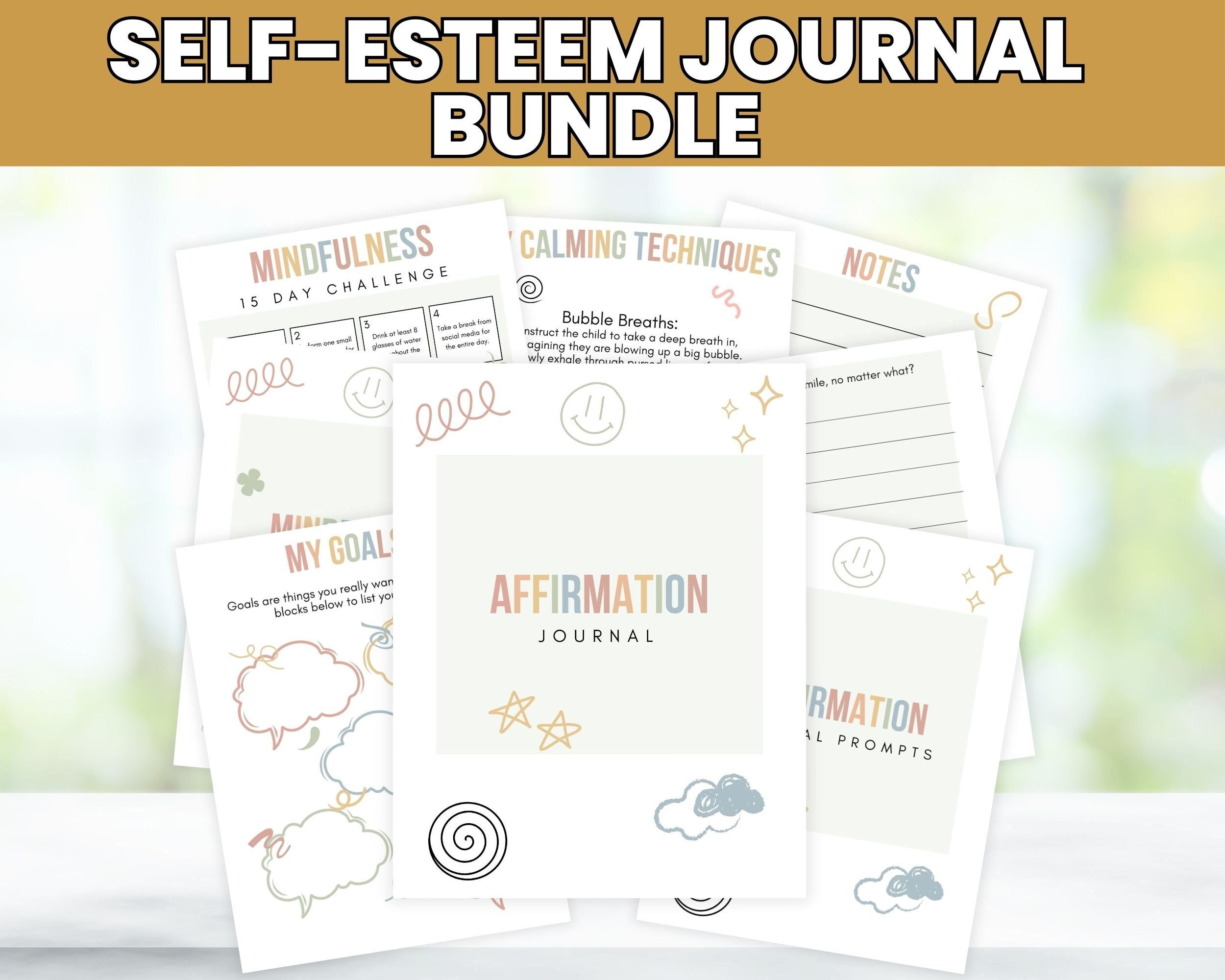 Kids Self-esteem Worksheets Bundle – Printable Affirmation Cards ...