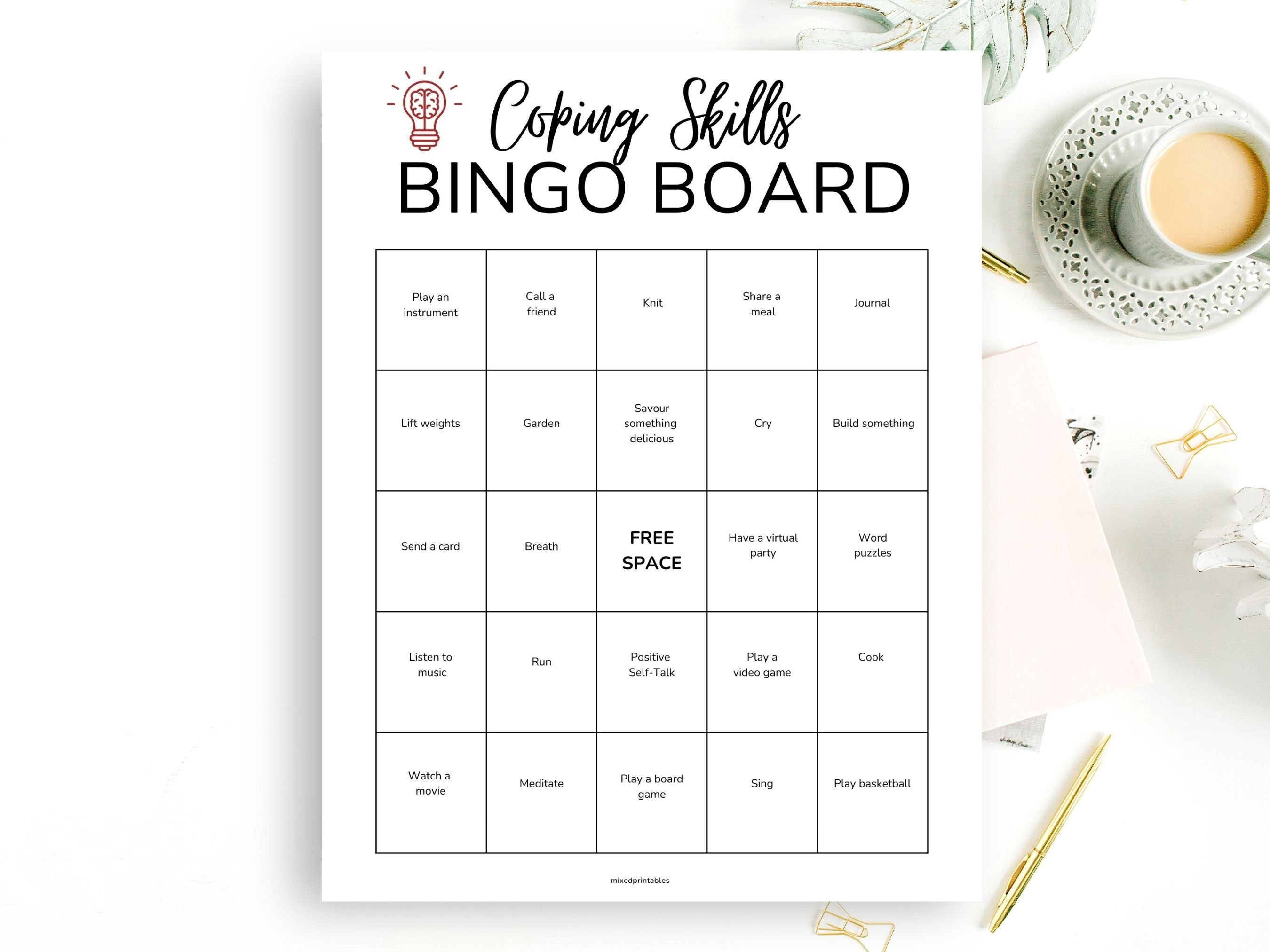 Coping Skills BINGO Cards, Mental Health Counseling Activity, Tools for ...