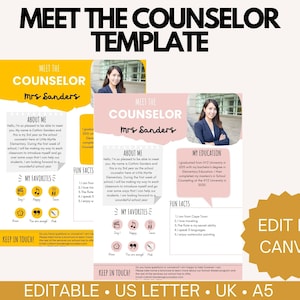 Editable Meet the Counselor Canva Template Instant Download, Meet the ...