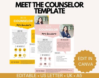 Meet the Counselor: Canva Template (instant Download) (editable) - Etsy
