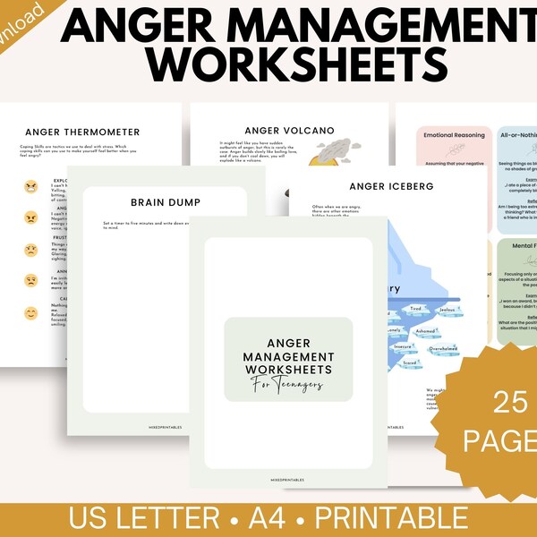 Anger Management Worksheets for Therapist - Etsy