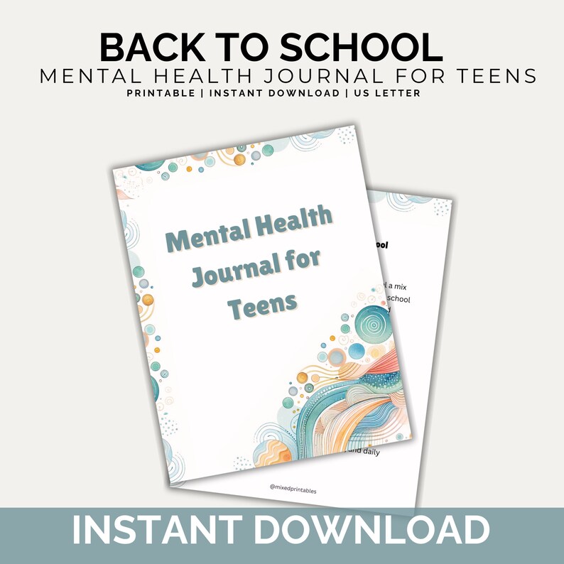 Back to School Mental Health Journal for Teens | Mood Tracker ...