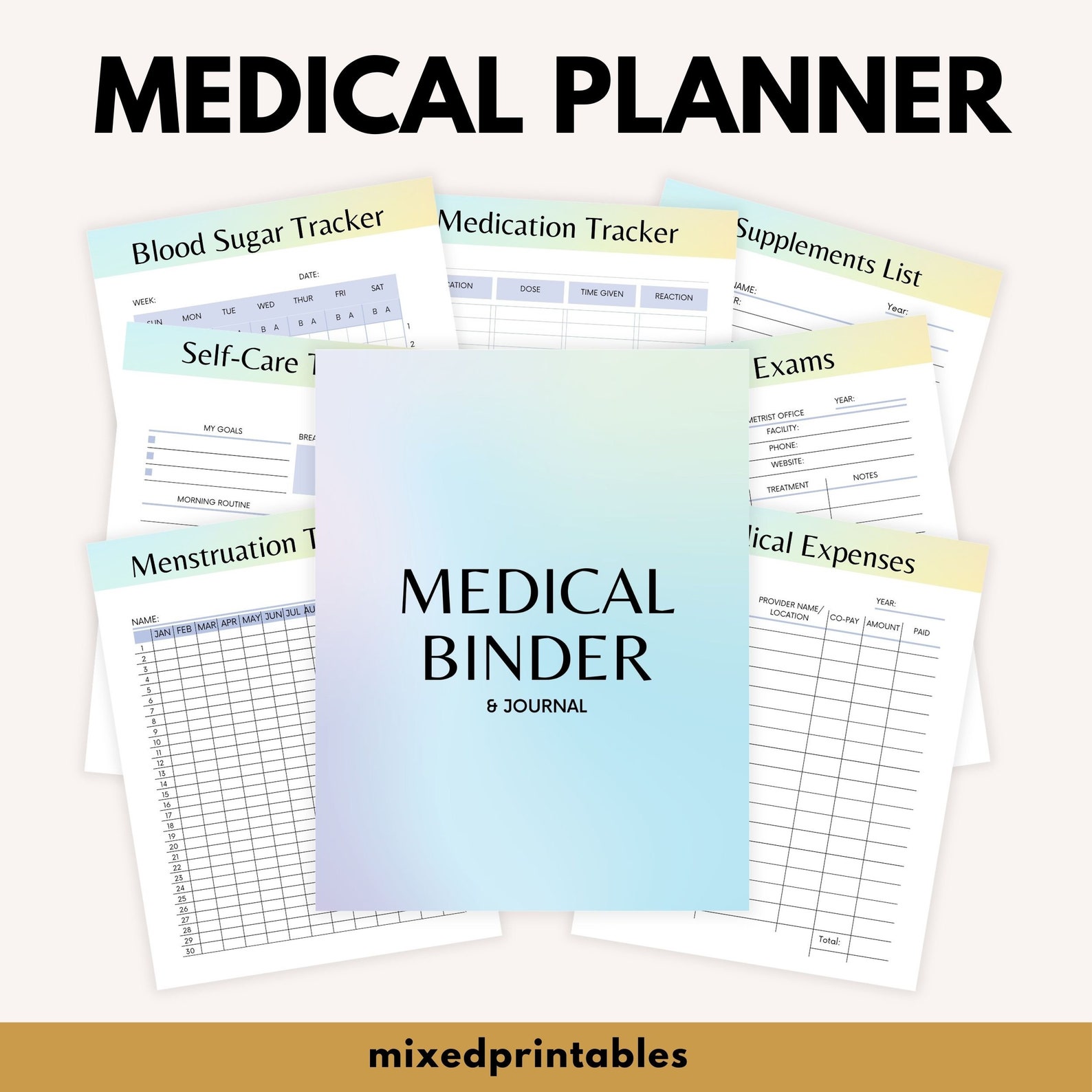 Printable Medical Planner Binder 45 Pages for Tracking Symptoms ...