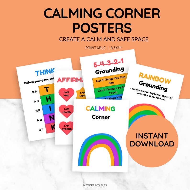 Calming Corner Posters for Kids Mindfulness Activities Printable ...