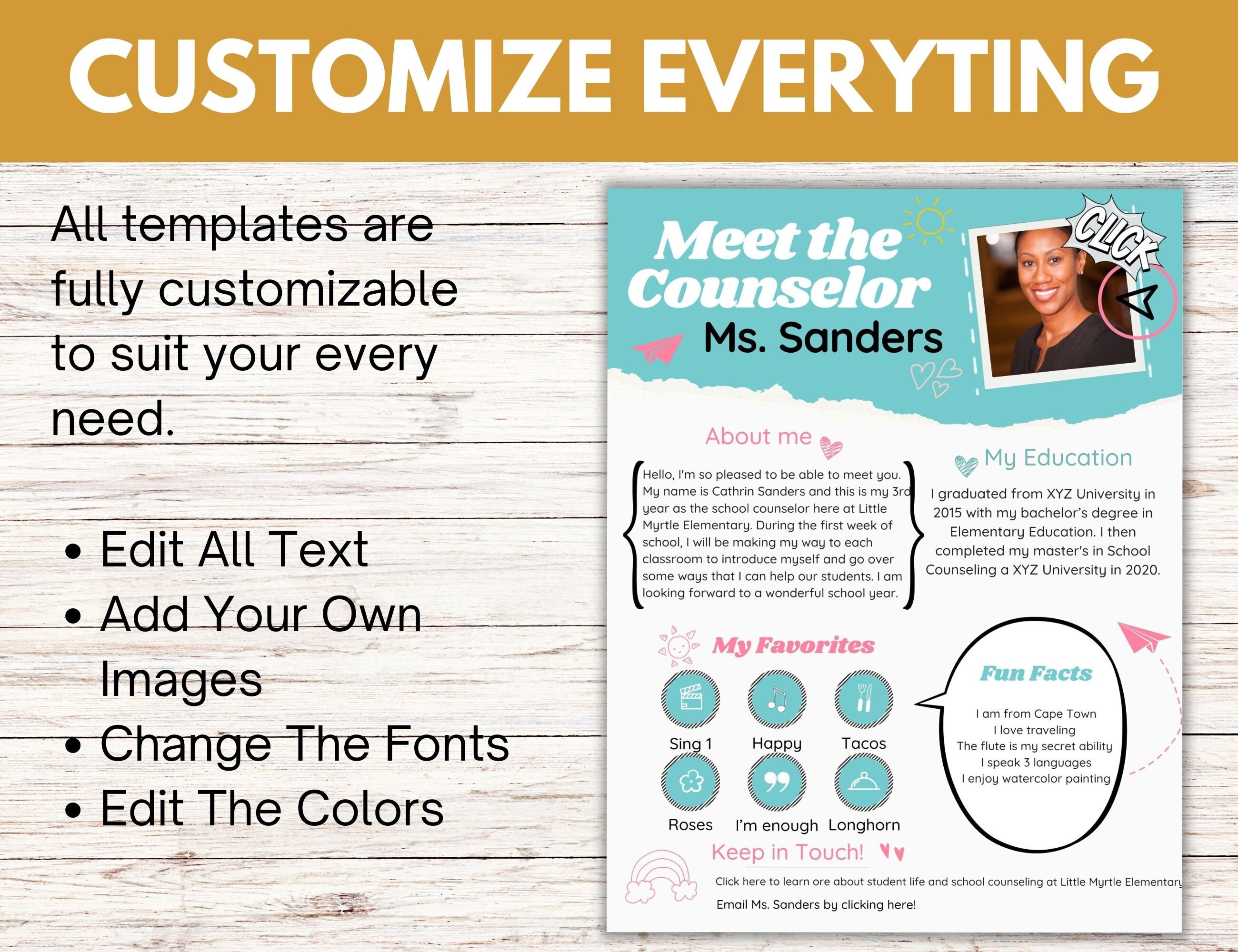 Editable Meet the Counselor Template | Canva School Counseling Resource ...