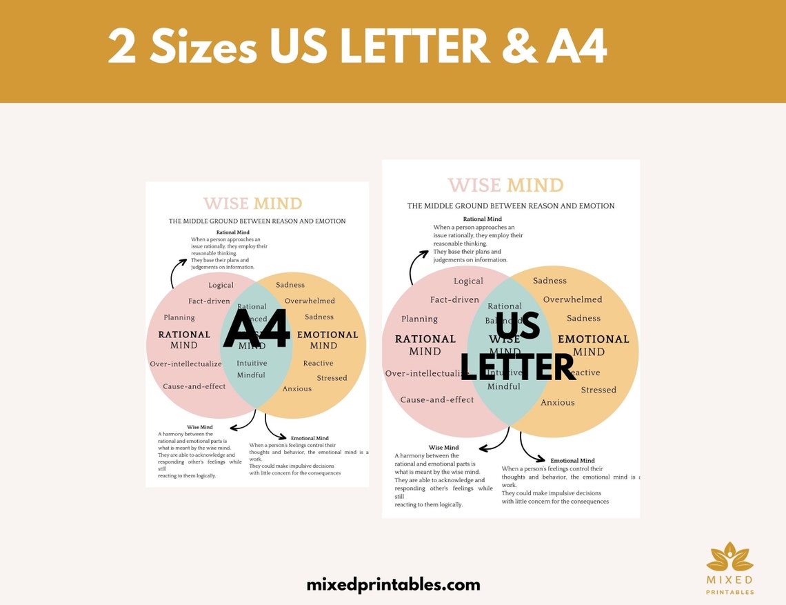 DBT Wise Mind Worksheet PDF | States of Mind Printable | Emotional ...