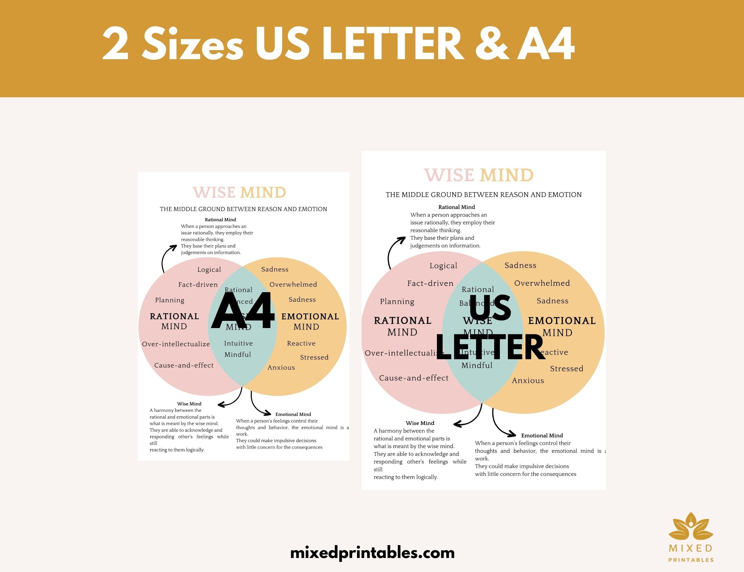 DBT Wise Mind Worksheet PDF | States of Mind Printable | Emotional ...