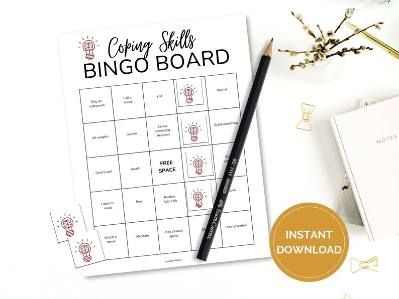 Coping Skills BINGO Cards, Mental Health Counseling Activity, Tools for ...