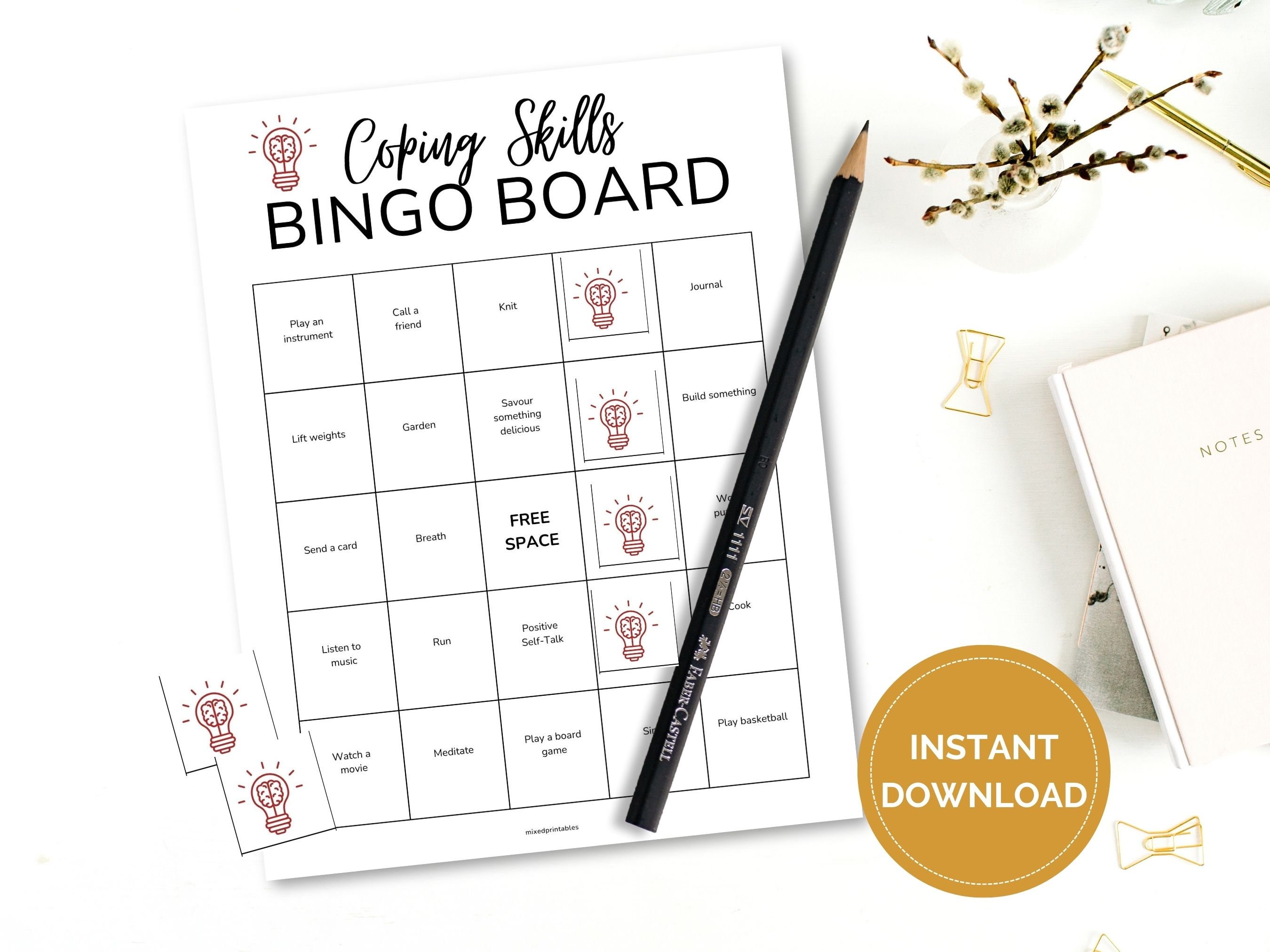 Coping Skills BINGO Cards, Mental Health Counseling Activity, Tools for ...