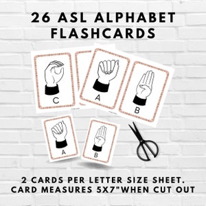 ASL Alphabet Printable, American Sign Language Alphabet ASL Flashcards ...