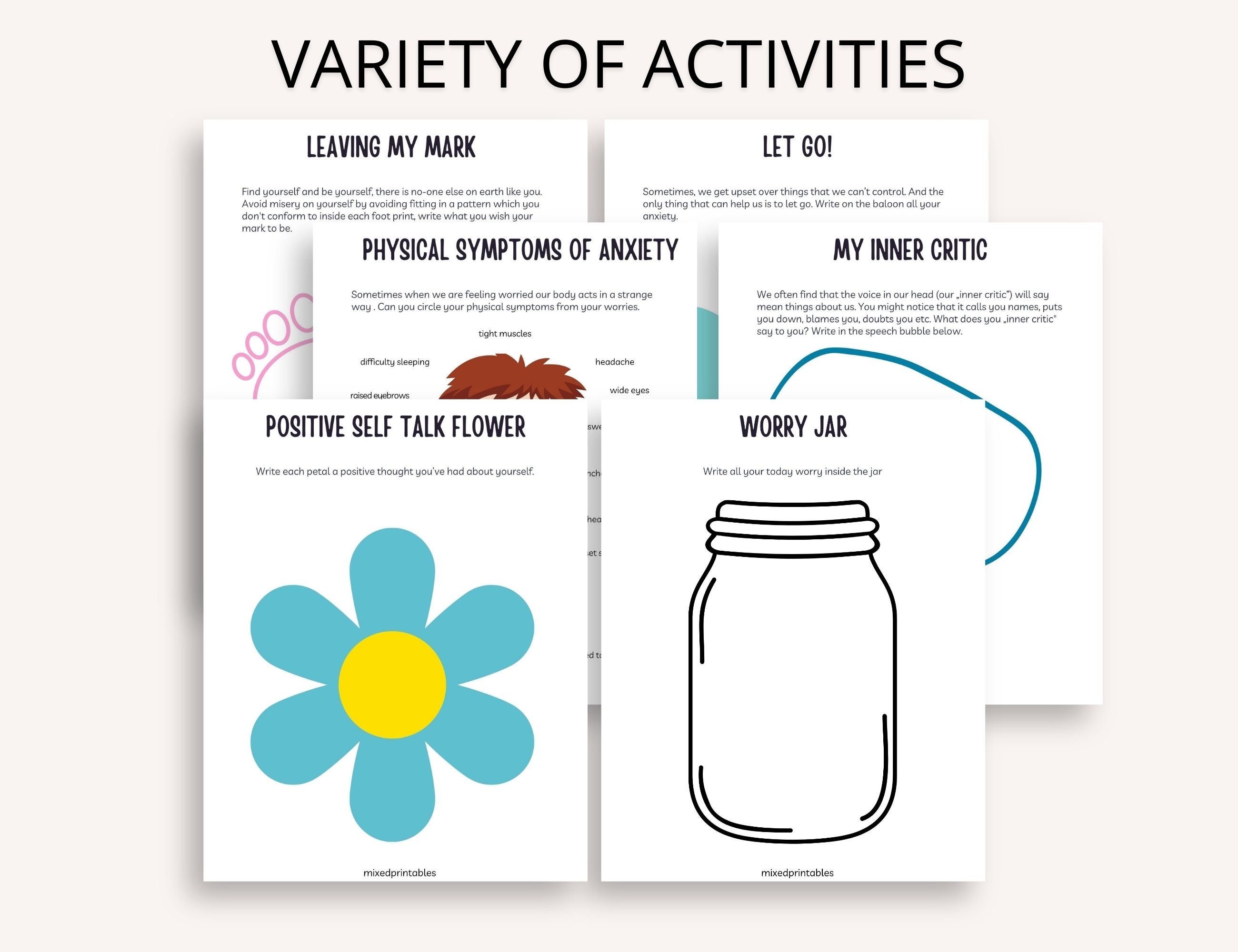 Anxiety Therapy Workbook Printable Worksheets for Panic Worry and ...