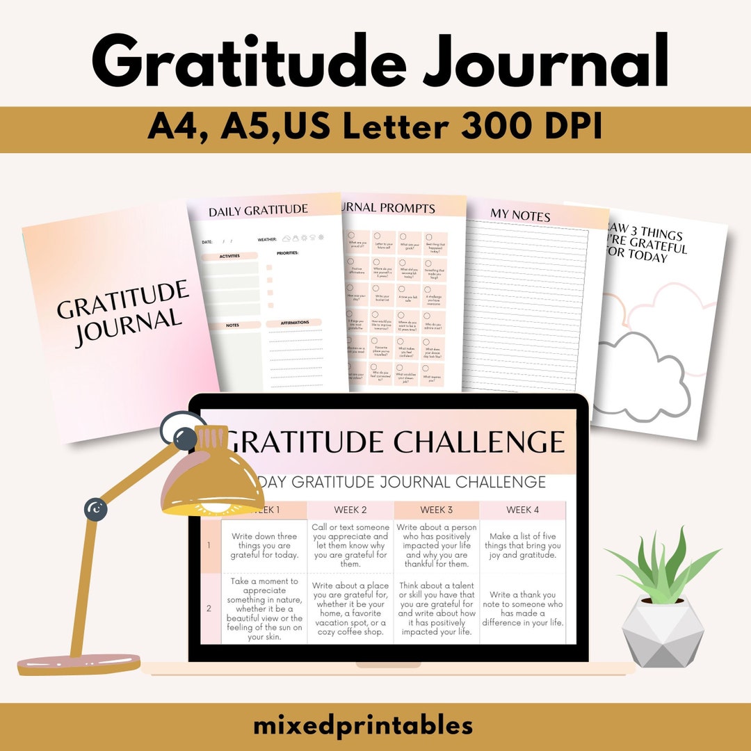 Printable Gratitude Planner, Gratitude Journal Page, Wellness Journal ...